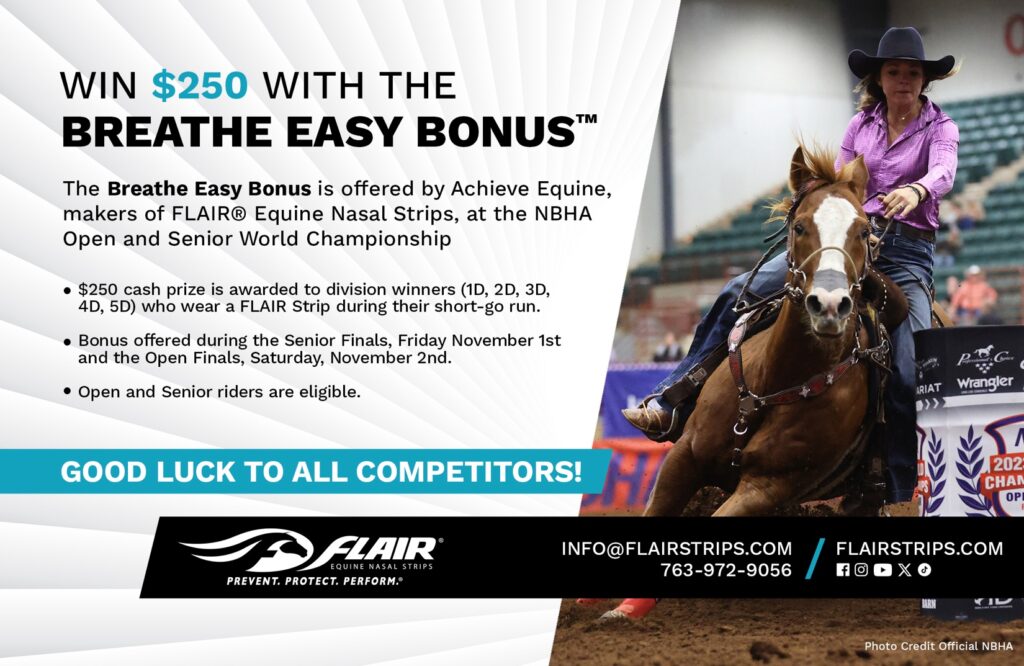 $250 Breathe Easy Bonus™ offered by Achieve Equine LLC at the 2024 NBHA ...
